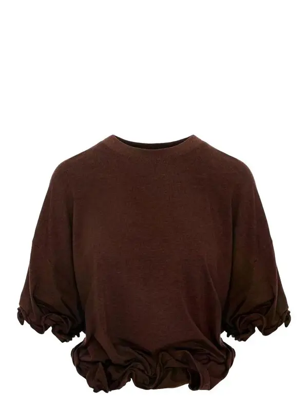 SEEN USERS Twombly Bloom Ruffled T-shirt - Brown