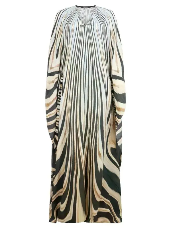 Roberto Cavalli Zebra-print V-neck Maxi Dress - Black