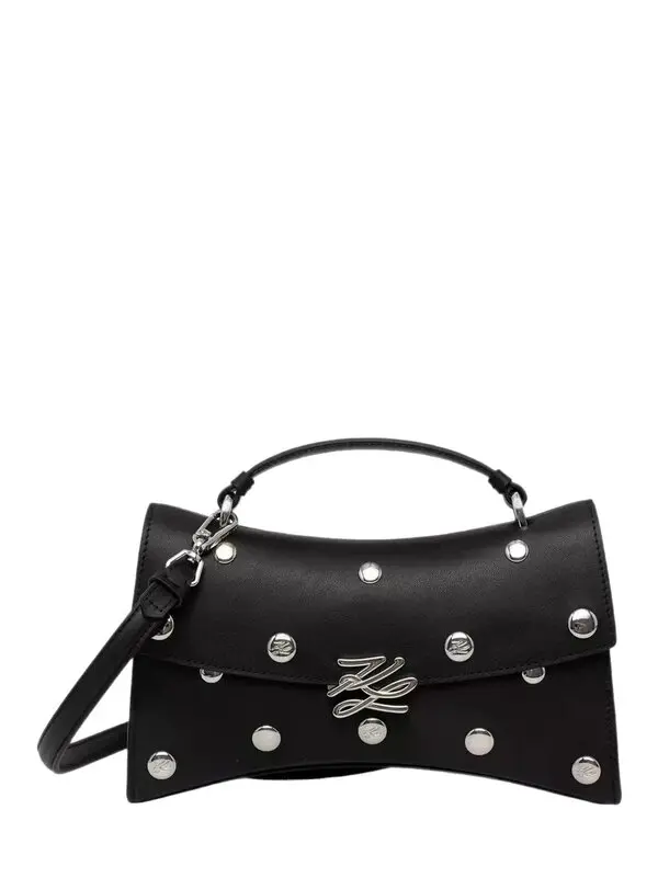 Karl Lagerfeld Stud-embellished Logo Crossbody Bag - Black
