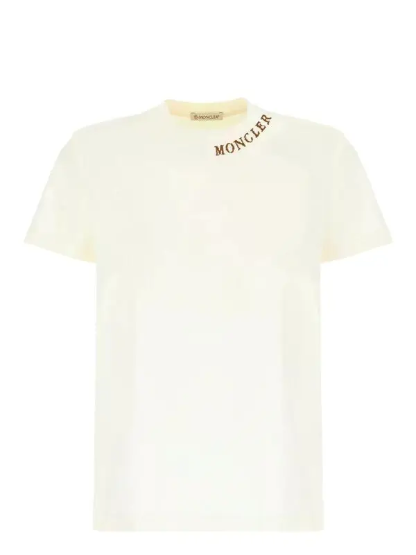 Moncler Logo-embroidered T-shirt - Neutrals
