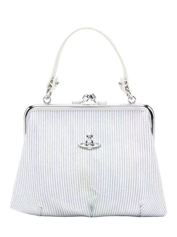 VIVIENNE WESTWOOD Granny Frame Striped Tote Bag - White