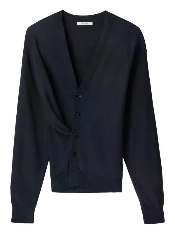 LEMAIRE Relaxed Twisted Cardigan In Merino Blend - Black