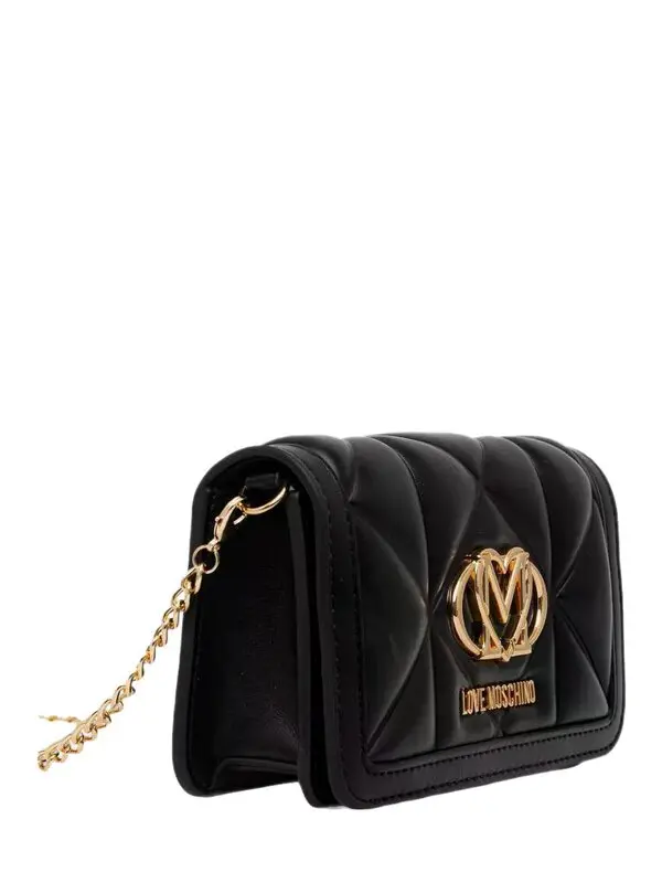 Moschino Quilted Logo-plaque Cross Body Bag - Black