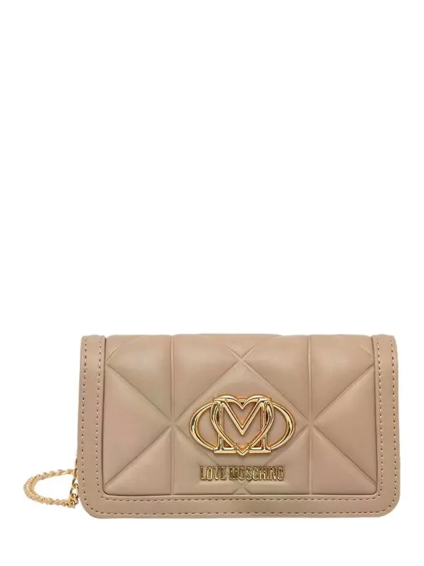 Moschino Quilted Logo-plaque Cross Body Bag - Neutrals