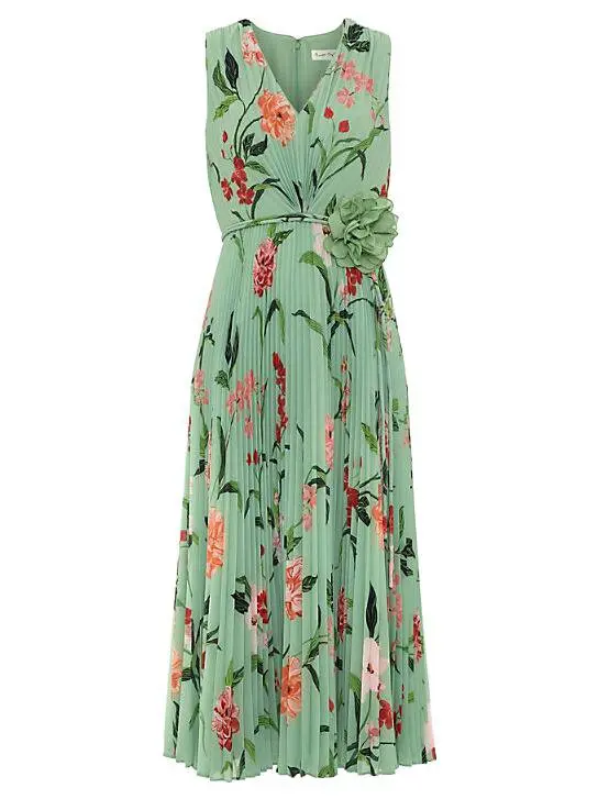 PHASE EIGHT Simara V-neck Floral-print Woven Midi Dress - Green