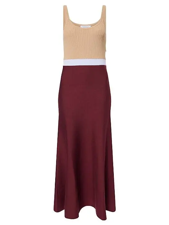 Gabriela Hearst Flaminius Colour-blocked Wool And Silk-blend Maxi Dress - Bordeaux/multi