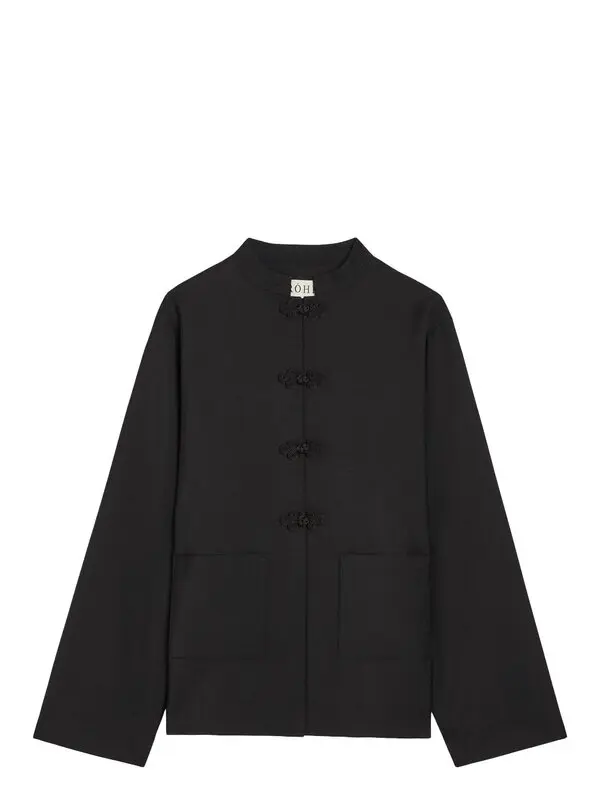 RÓHE Pankou-closure Wool Jacket - Black
