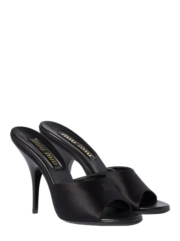 Miu Miu Satin Sandals - Black