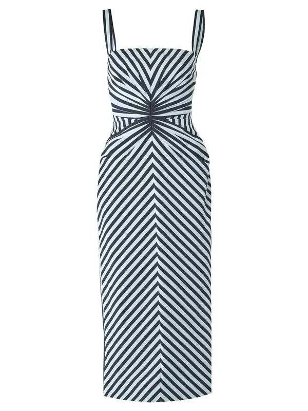 Carolina Herrera Ruched Cotton-blend Pencil Dress - Stripe