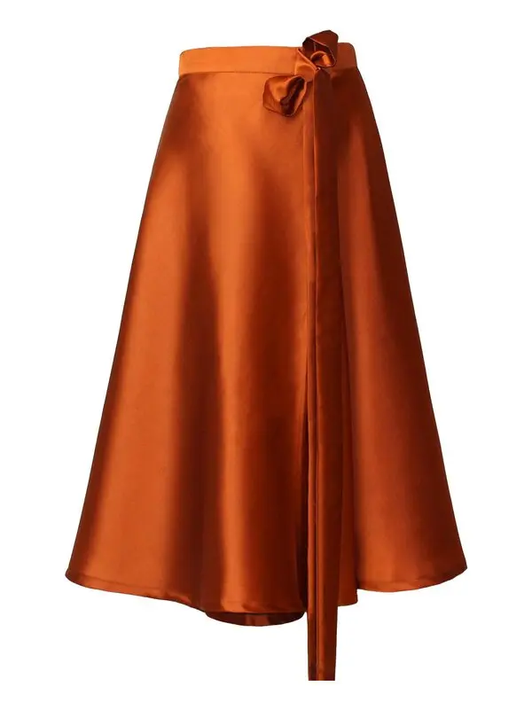 RICHA SHARMA Bronze Hued Taffeta Silk Midi Skirt - Brown