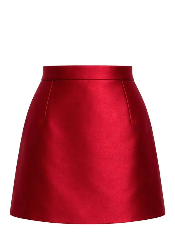RICHA SHARMA Handcrafted Silk Mini Skirt In Deep Luxury Tailo Valentines Collection - Red