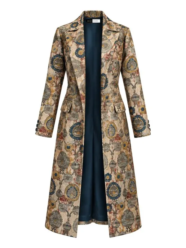 RICHA SHARMA Timeless Elegance Trench Coat In Wild Silk - Beige/black