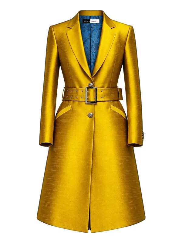 RICHA SHARMA Long Silk Coat - Gold