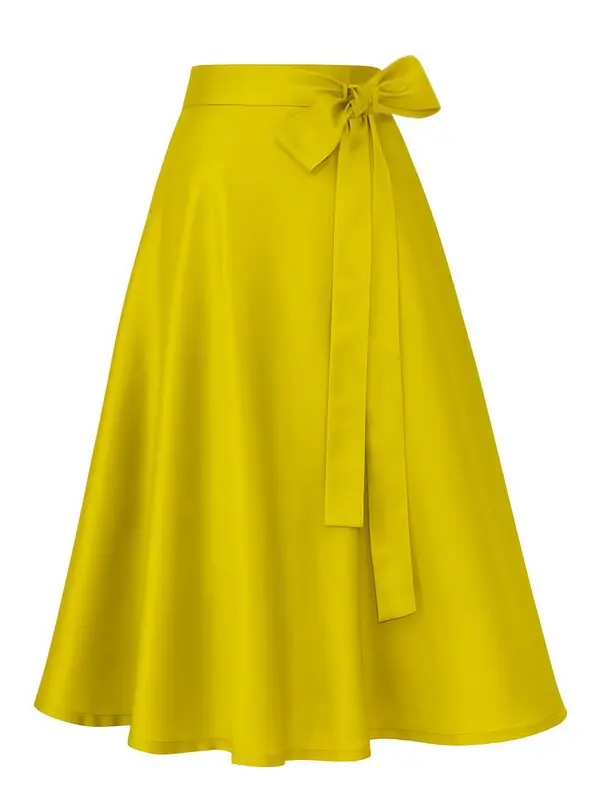 RICHA SHARMA Wrap Around Midi Skirt In Raw Lime Hues - Green