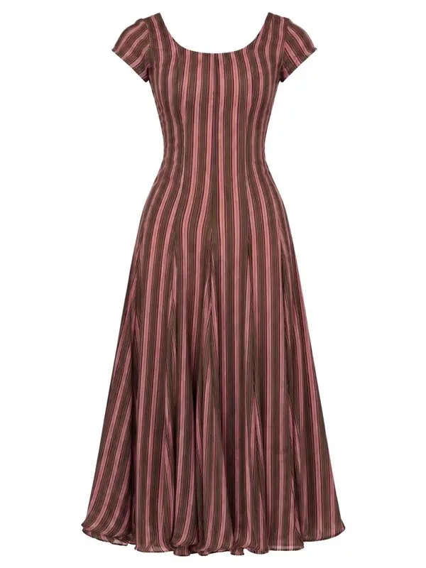 Carmen Says Striped Honour Print Occasion Dress - Pink