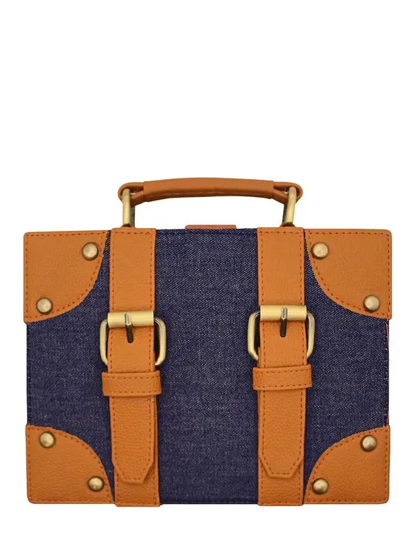 RICHA SHARMA Mini Briefcase Denim And Vegan Leather Bag - Blue