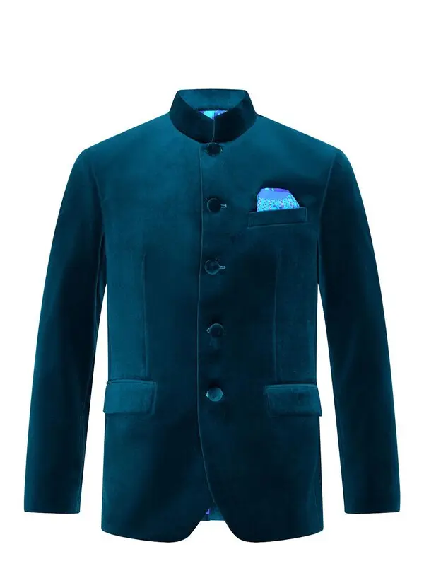 BEATRICE VON TRESCKOW Teal Mughal Velvet Jacket - Blue