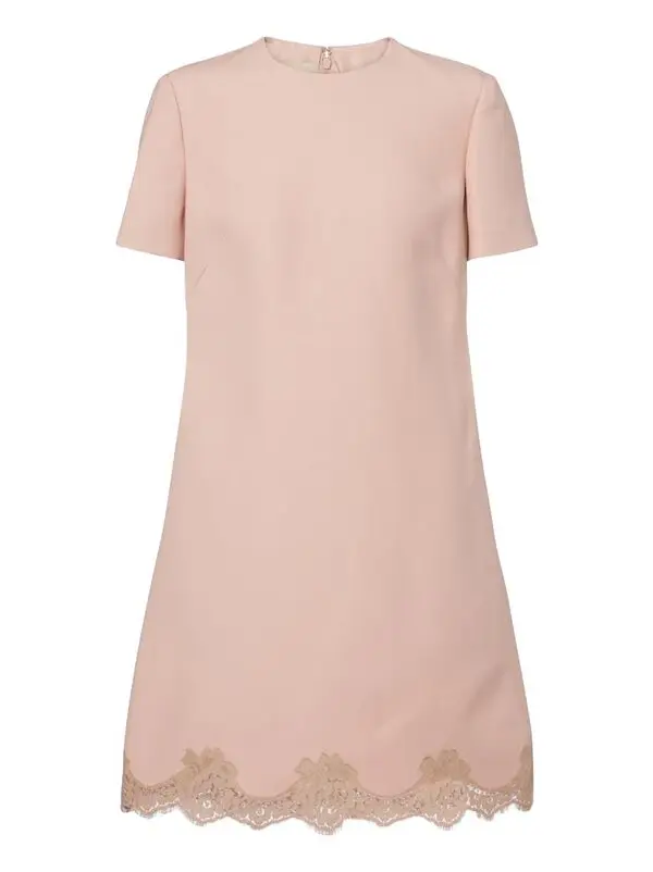 Valentino Garavani Crepe Couture Lace-trimmed Minidress - Pink