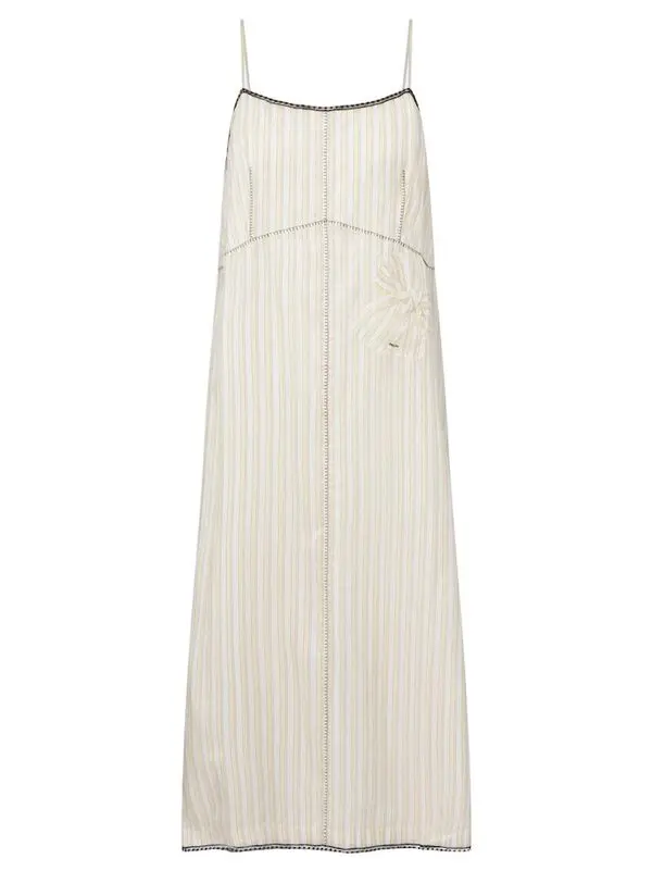 Prada Lace-trimmed Striped Maxi Dress - Yellow