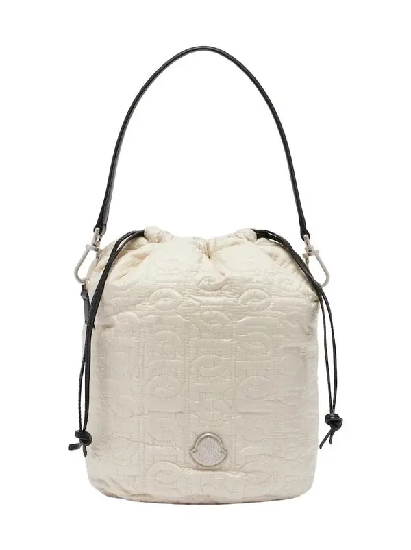 Moncler Caradoc Small Quilted Bucket Bag - White