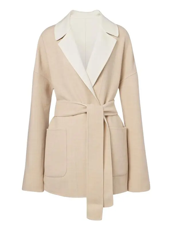 Eleventy Reversible Wool Wrap Coat - Beige
