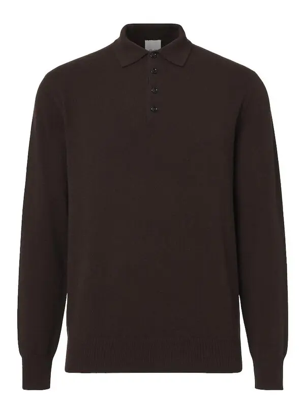 ALLUDE Cashmere Polo Sweater - Brown