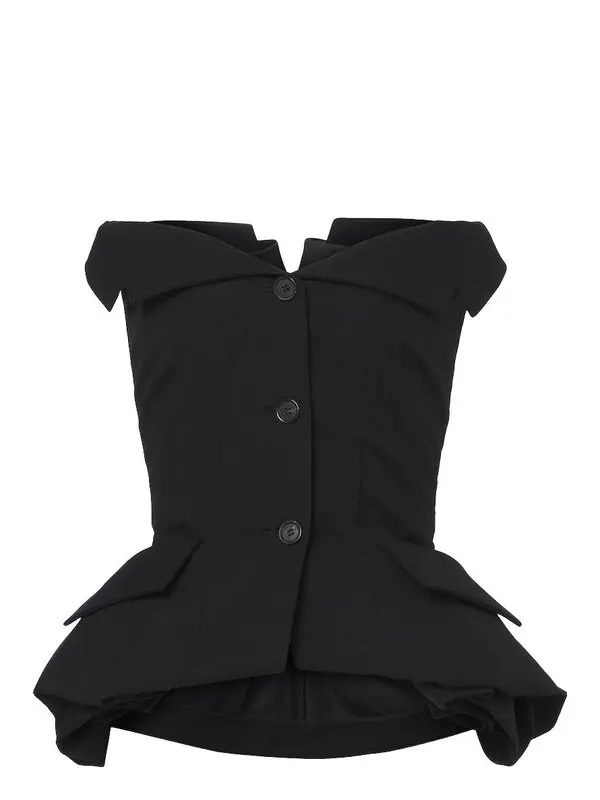 Magda Butrym Peplum Cotton Bustier Top - Black
