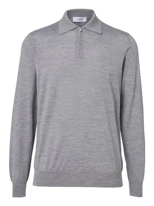 LARDINI Wool, Silk, And Cashmere Polo Sweater - Grey