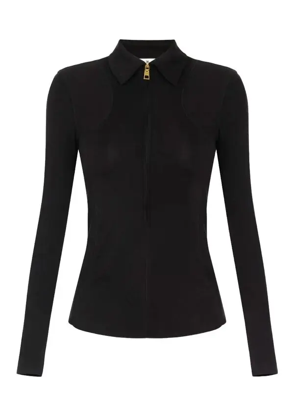 Elisabetta Franchi Lightweight Jersey Top With Zip - Black