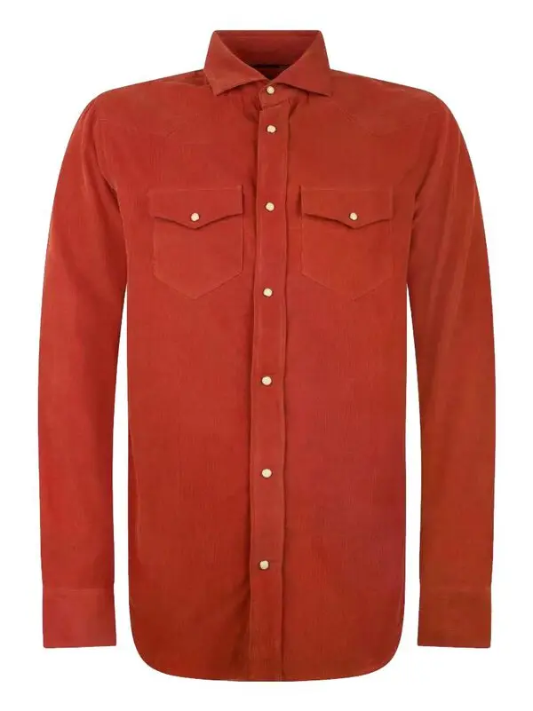 MOORER Button-front Shirt - Orange
