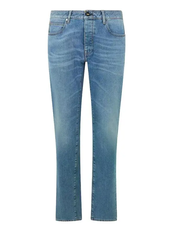 MOORER Straight-cut Whiskered Jeans - Blue