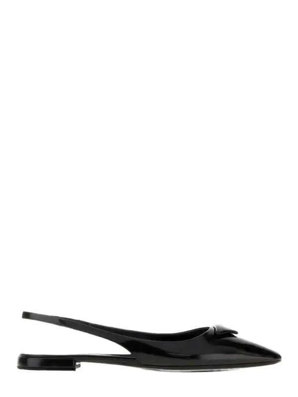Prada Logo-plaque Slingback Flat Pumps - Black