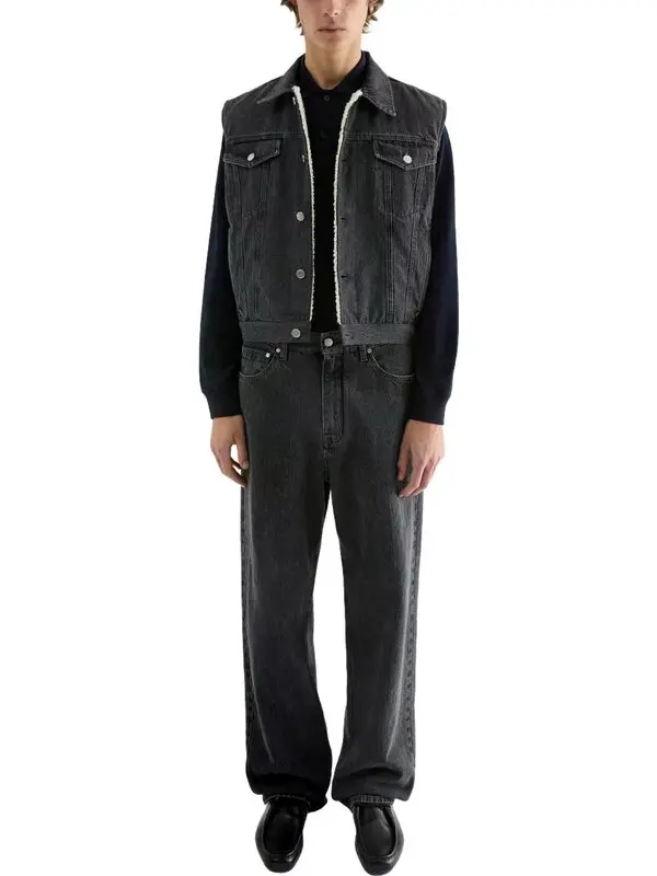 JIL SANDER Fleece-lined Denim Gilet - Grey