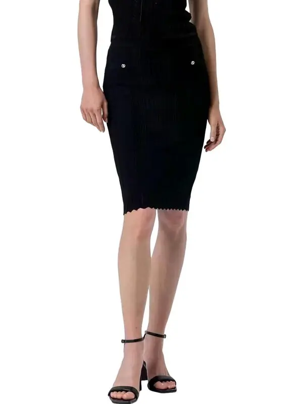 FRACOMINA Scalloped Cable-knit Skirt - Black
