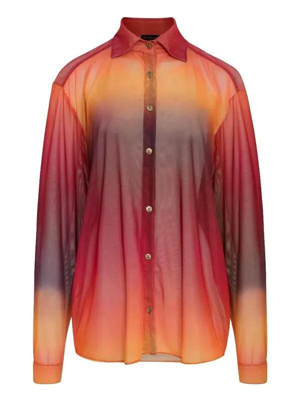 AMIR SLAMA X Tati Barbieri Gradient Mesh Shirt - Orange