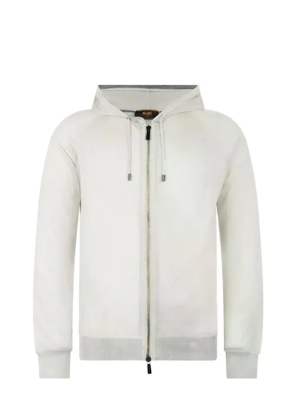 MOORER Zip-up Drawstring Hoodie - Grey