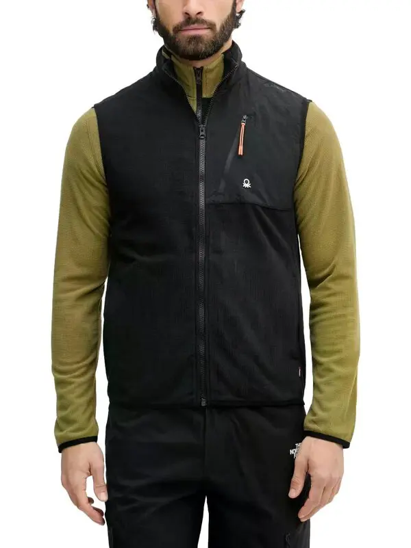 BENETTON Logo-patch Zip-up Vest - Black