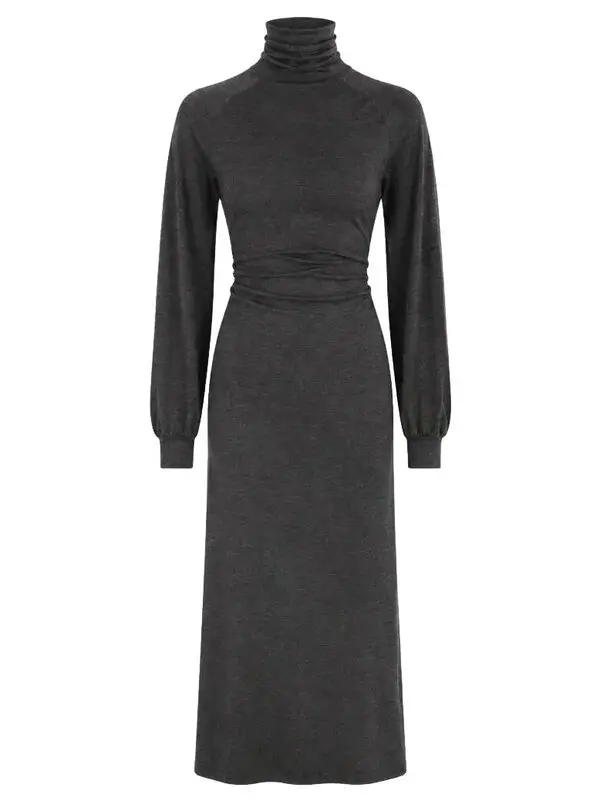 PETAR PETROV Twist-detail High-neck Long-sleeve Midi Dress - Grey