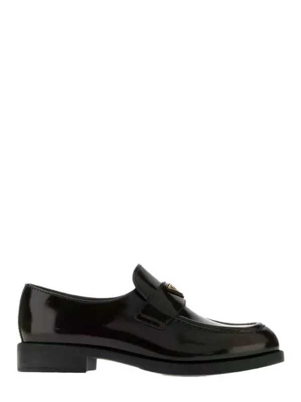 Prada Logo-plaque Leather Loafers - Black