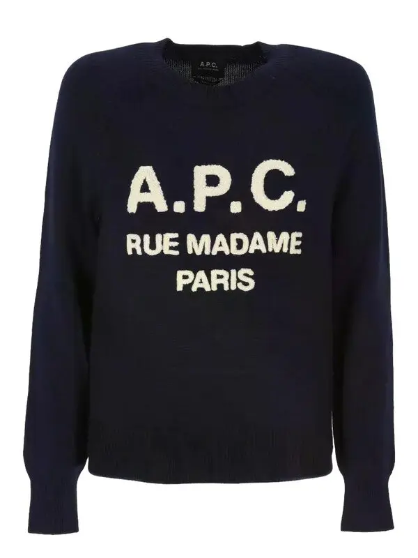 A.p.c. Logo-embroidered Raglan-sleeve Sweater - Blue