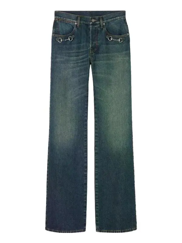 Gucci Horsebit Faded Jeans - Blue