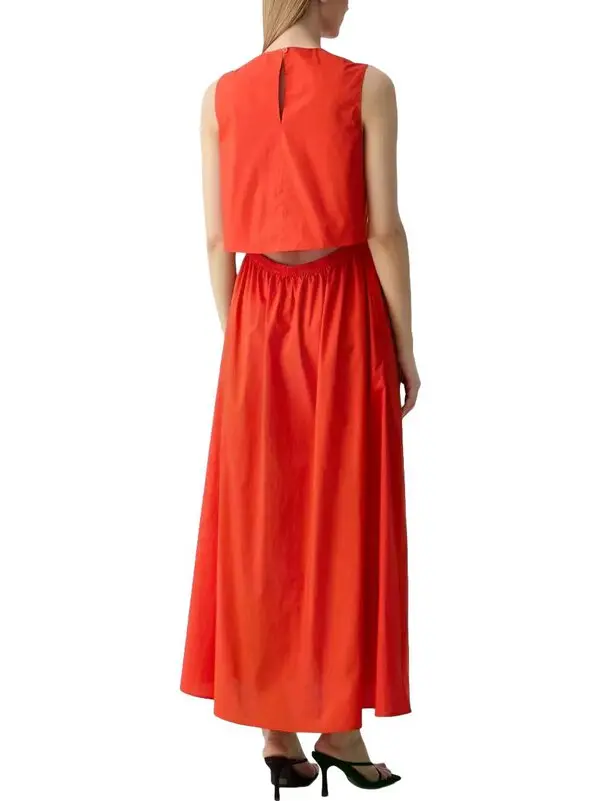 BENETTON Gathered-waist Cut-out Sleeveless Midi Dress - Red