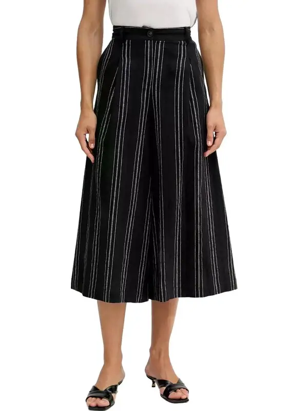 BENETTON Vertical-stripe Cropped Palazzo Pants - Black