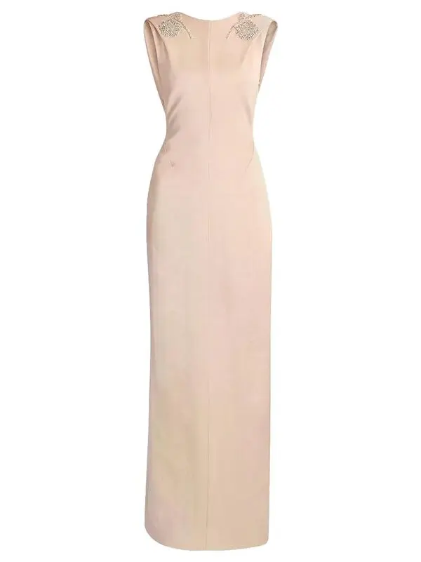 Erdem Embroidered Draped Gown Maxi Dress - Neutrals