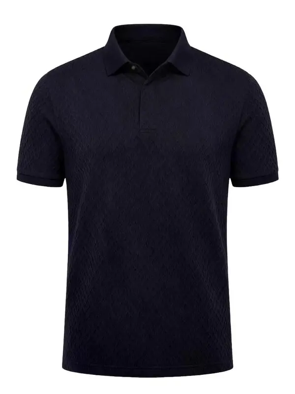 Emporio Armani Diamond-textured Polo Shirt - Blue