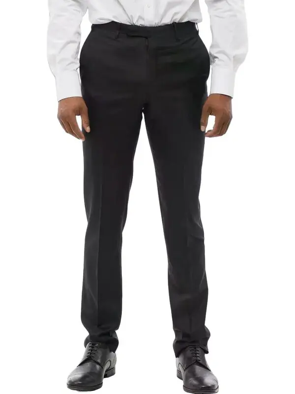 Corneliani Pressed-crease Virgin Wool Trousers - Black