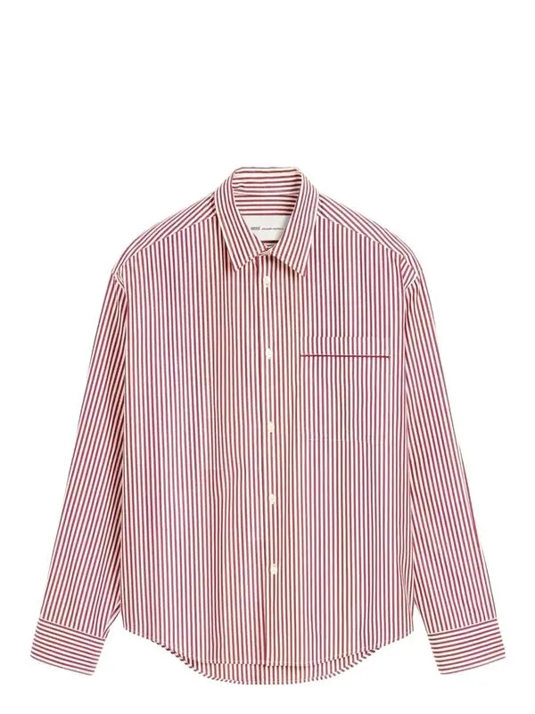 AMI Paris Cotton Long Sleeves Boxy Fit Shirt - Red