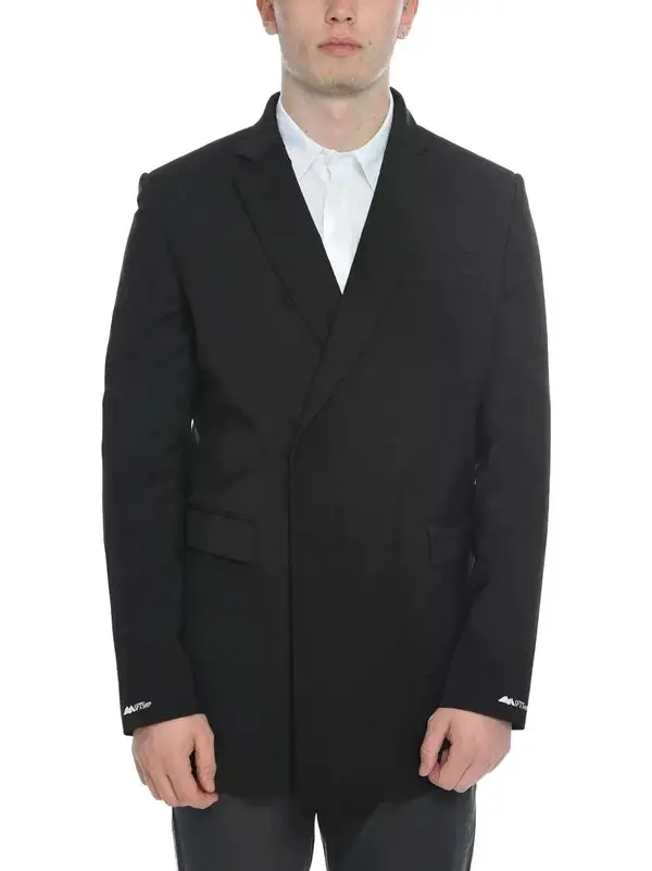 MSFTS Double-breasted Logo-print Blazer - Black