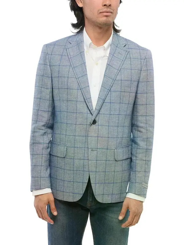 Corneliani Checked Single-breasted Blazer - Blue