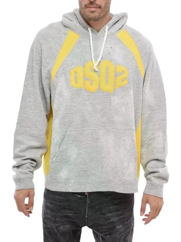 Dsquared2 Logo-embroidered Distressed Hoodie - Grey